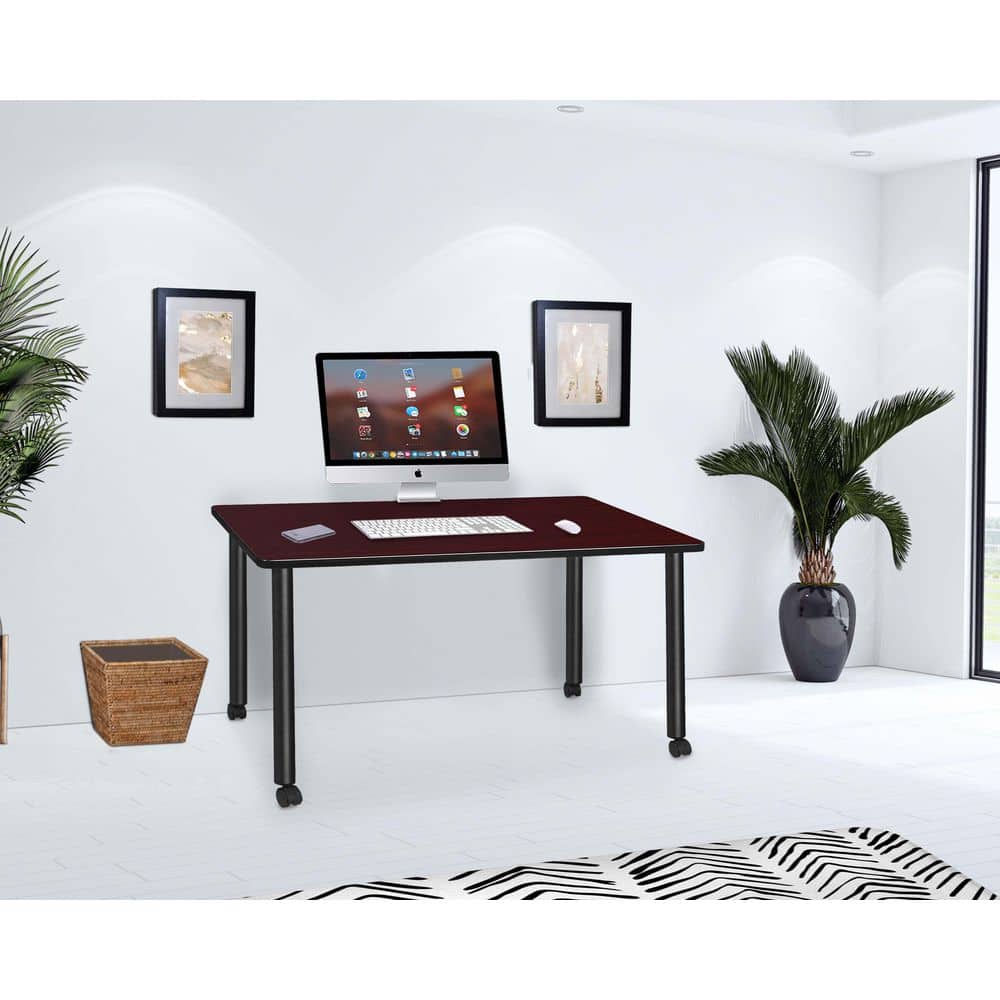 Regency Kee 60 in x 24 in. Mahogany Brown Top Mobile Desk, Black Legs ...