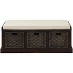 Utopia 4niture Lucia Espresso Rustic Storage Bench with 3 Removable ...