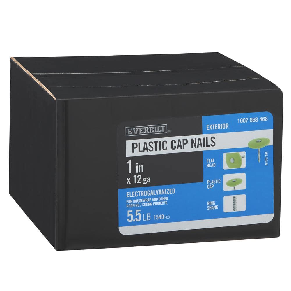 Everbilt 1 in. x 12D Electro-Galvanized Plastic Cap Non-Collated ...