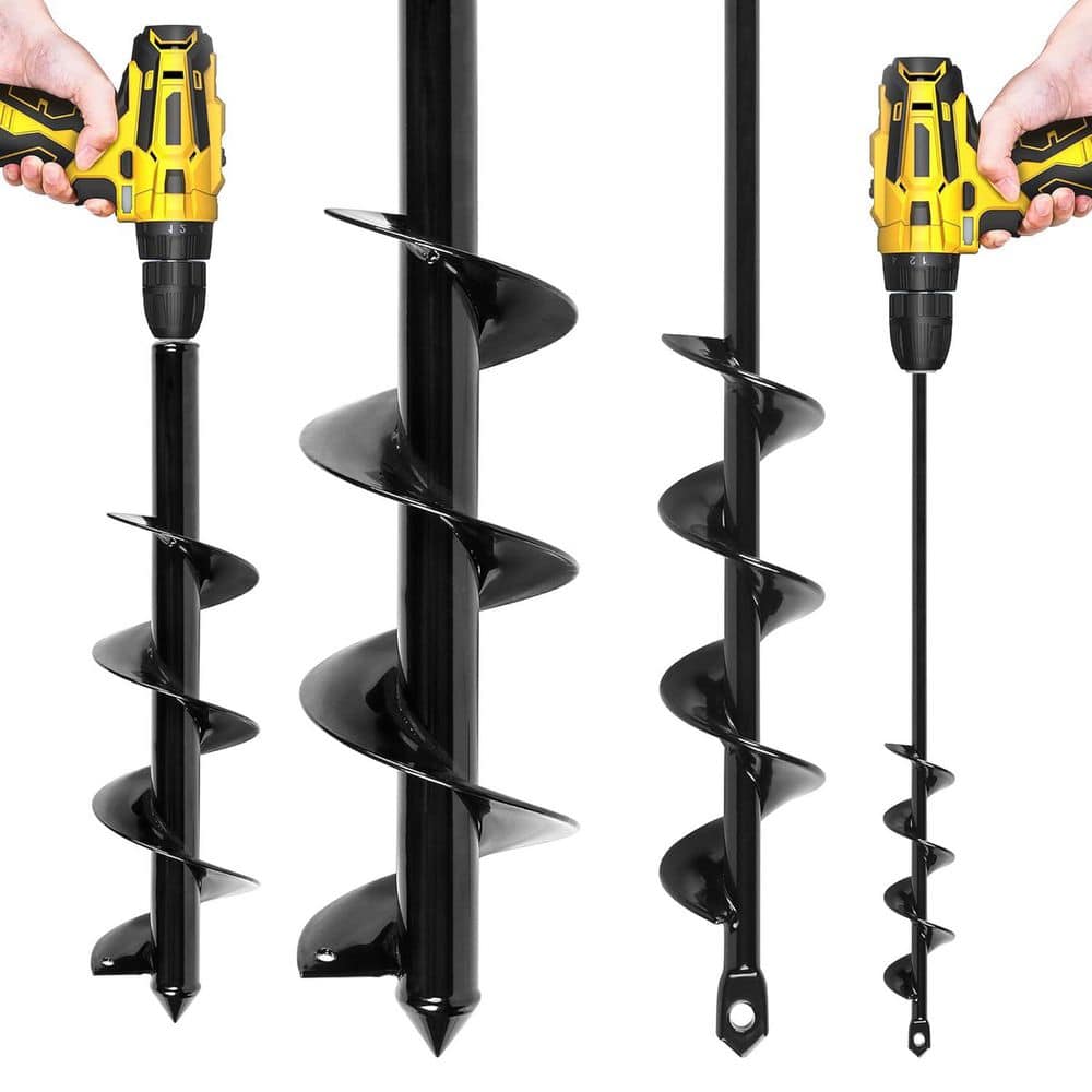 MYWISH 2-Piece Long Reach Garden Auger Drill Bit Set (3/8 in. Drive) SF ...