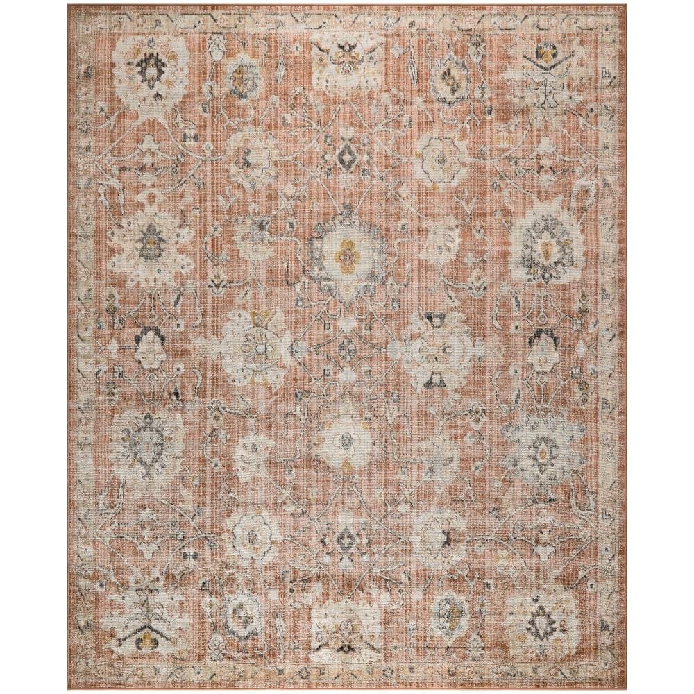 Nourison Oushak Home Rust 7 ft. x 10 ft. Floral Traditional Area Rug ...