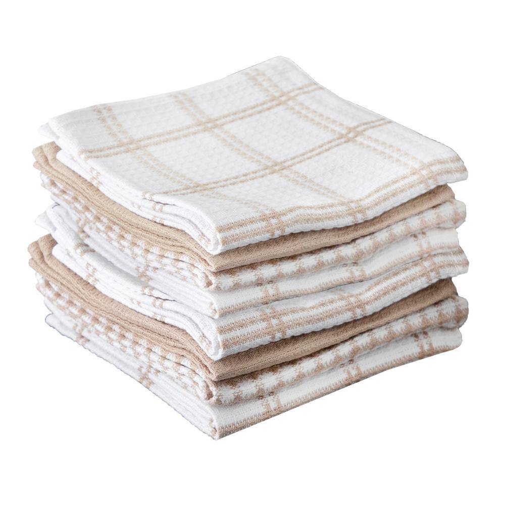 T-fal Sand Coordinating Flat Waffle Weave Cotton Dish Cloth Set of 8 ...