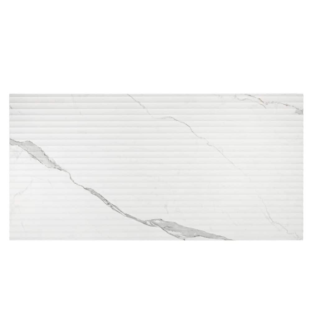 Apollo Tile Terrain 24 in. x 48 in. Matte White Gray Porcelain Fluted ...