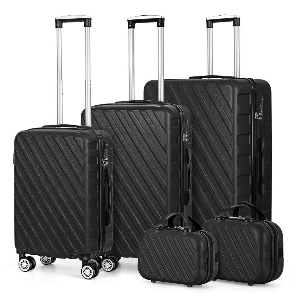 HIKOLAYAE 5-Piece Hard Shell Luggage Set Carry-on Luggage with Spinner ...