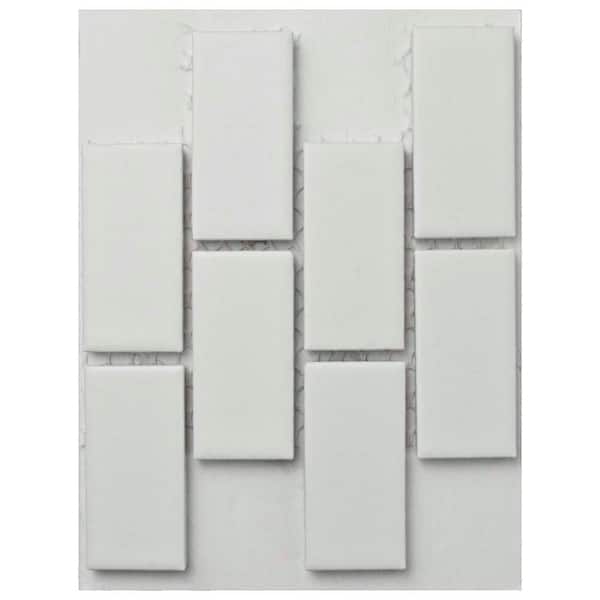 Merola Tile Metro Subway Matte White 6 in. x 6 in. Porcelain Mosaic ...
