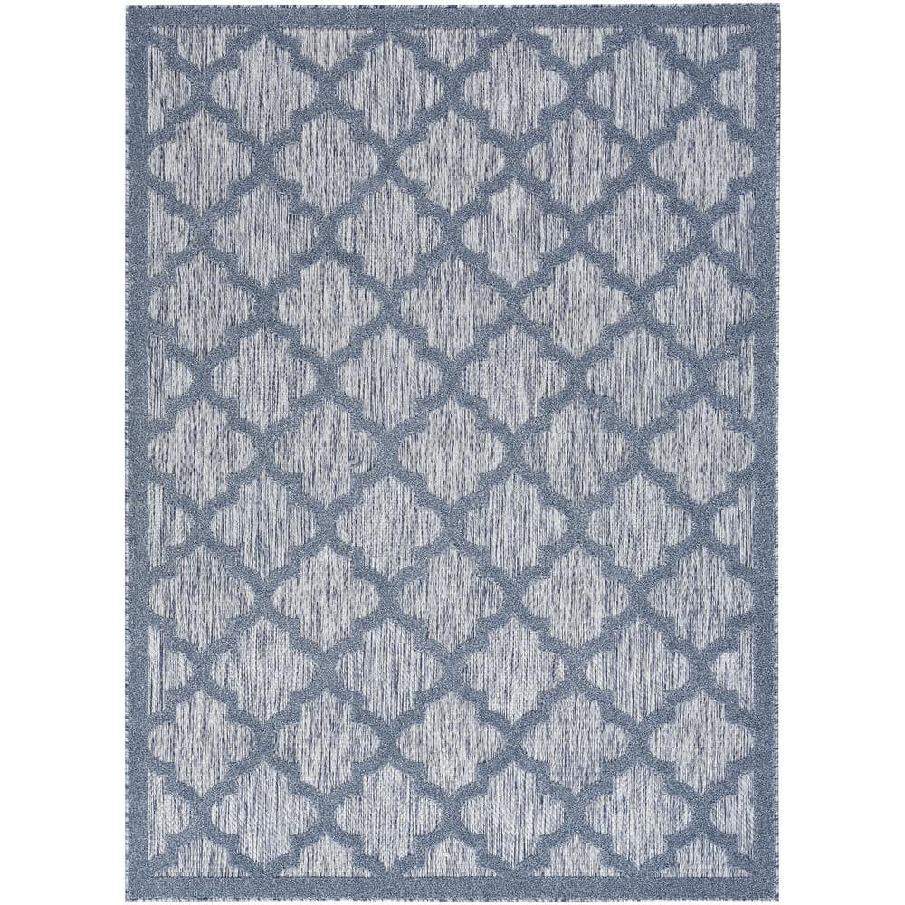 Nourison Easy Care Denim Blue 4 ft. x 6 ft. Geometric Contemporary ...