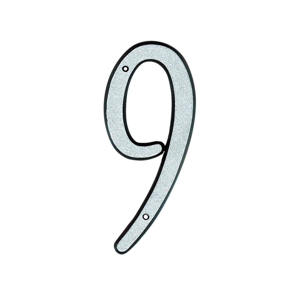 Everbilt 4 in. Plastic Reflective Nail-On House Number 9 30596