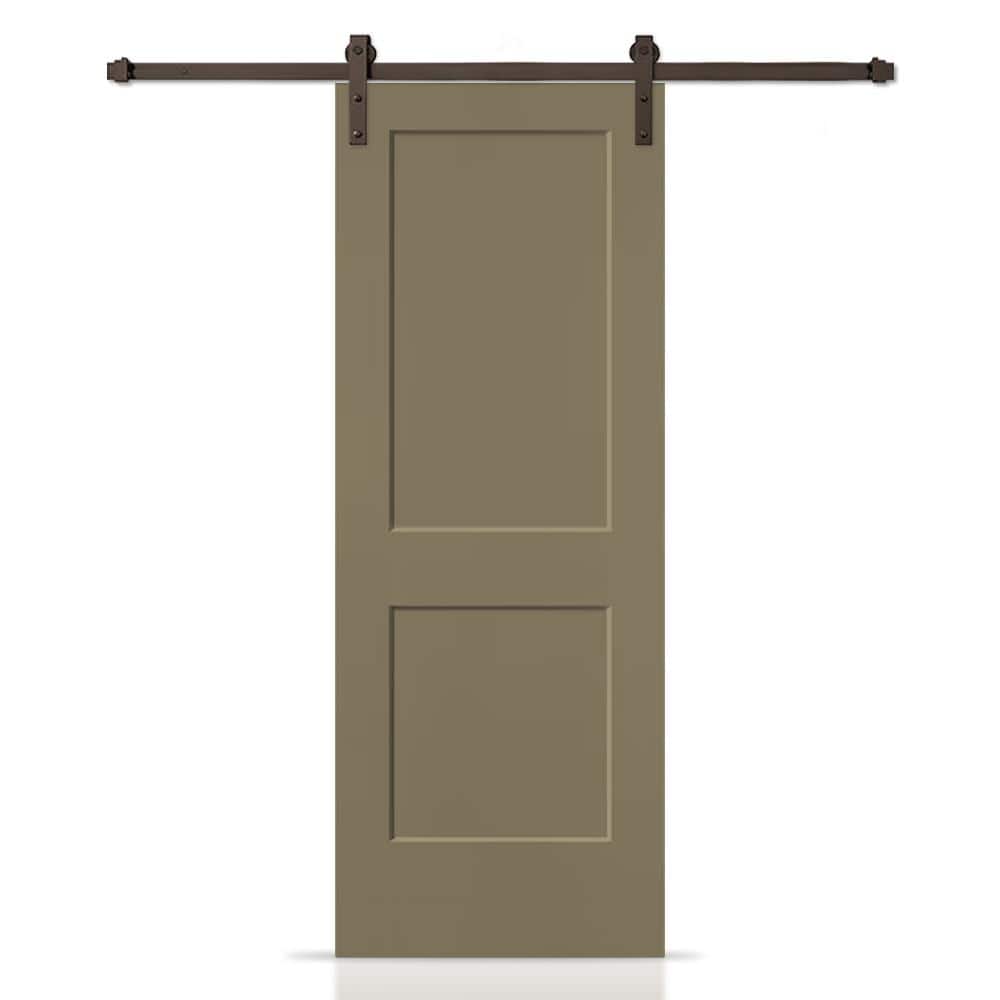 CALHOME 30 in. x 80 in. Oliver Green Painted MDF Solid Core 2-Panel ...