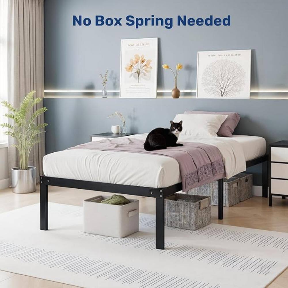 WONDER COMFORT Black Metal Frame Twin Size Platform Bed Mattress ...