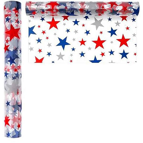 LIJSRBU Patriotic Cellophane Wrap Roll 100 ft. x 16 in. 2.5Mil Red Gray ...