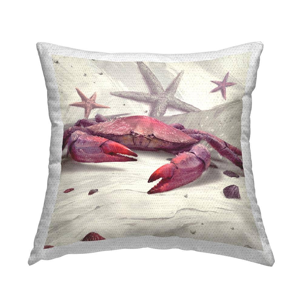 Stupell Industries Red Crab and Starfish Red Square Outdoor Throw Pillow ple-414_osq_18x18 - The ...