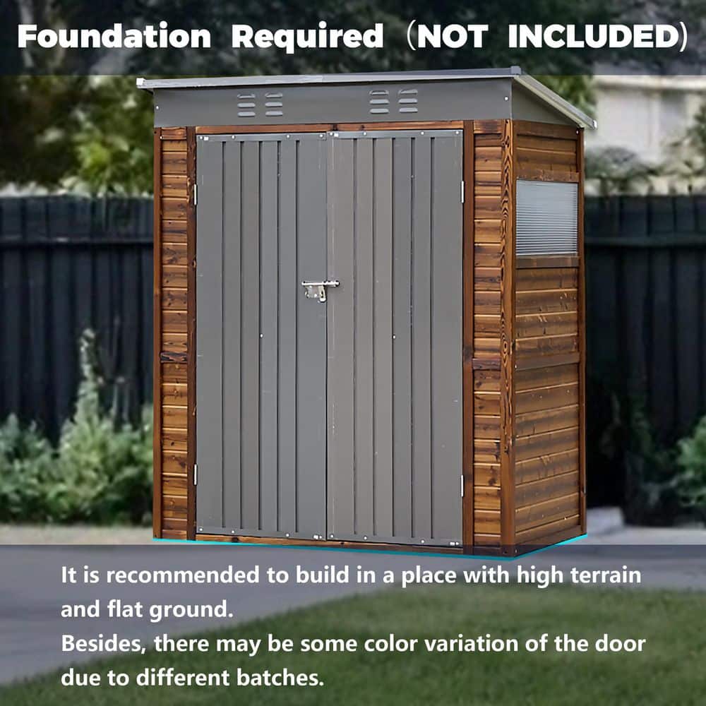3 ft. W x 5 ft. D Metal Tool Shed with Double Door, Windows, Vents (15 ...
