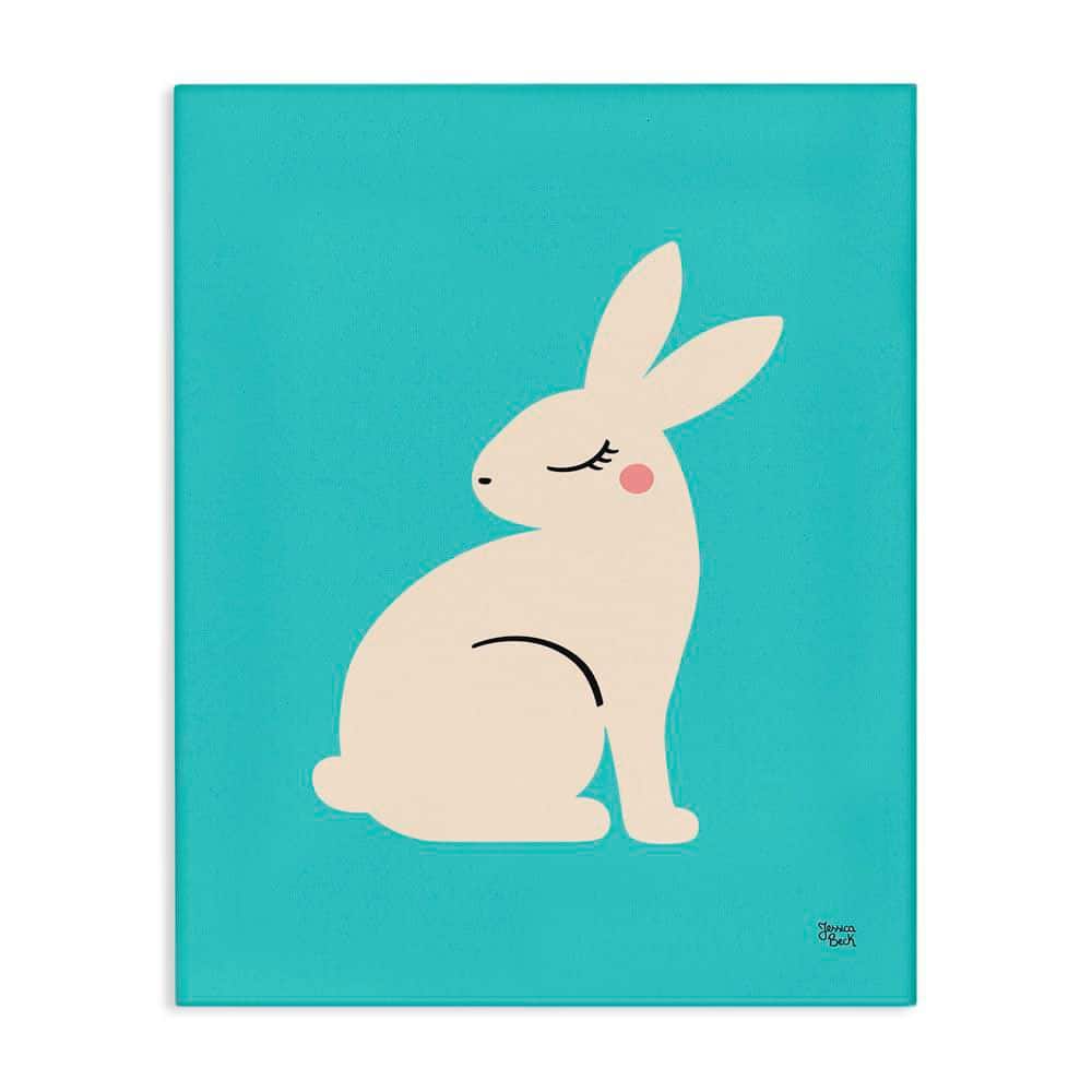 Stupell Industries Blushing Rabbit on Blue by Jessica Beck Unframed ...