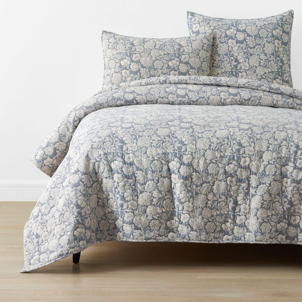 The Company Store Company Cotton Kyla Floral Smoke Blue Full/Queen ...