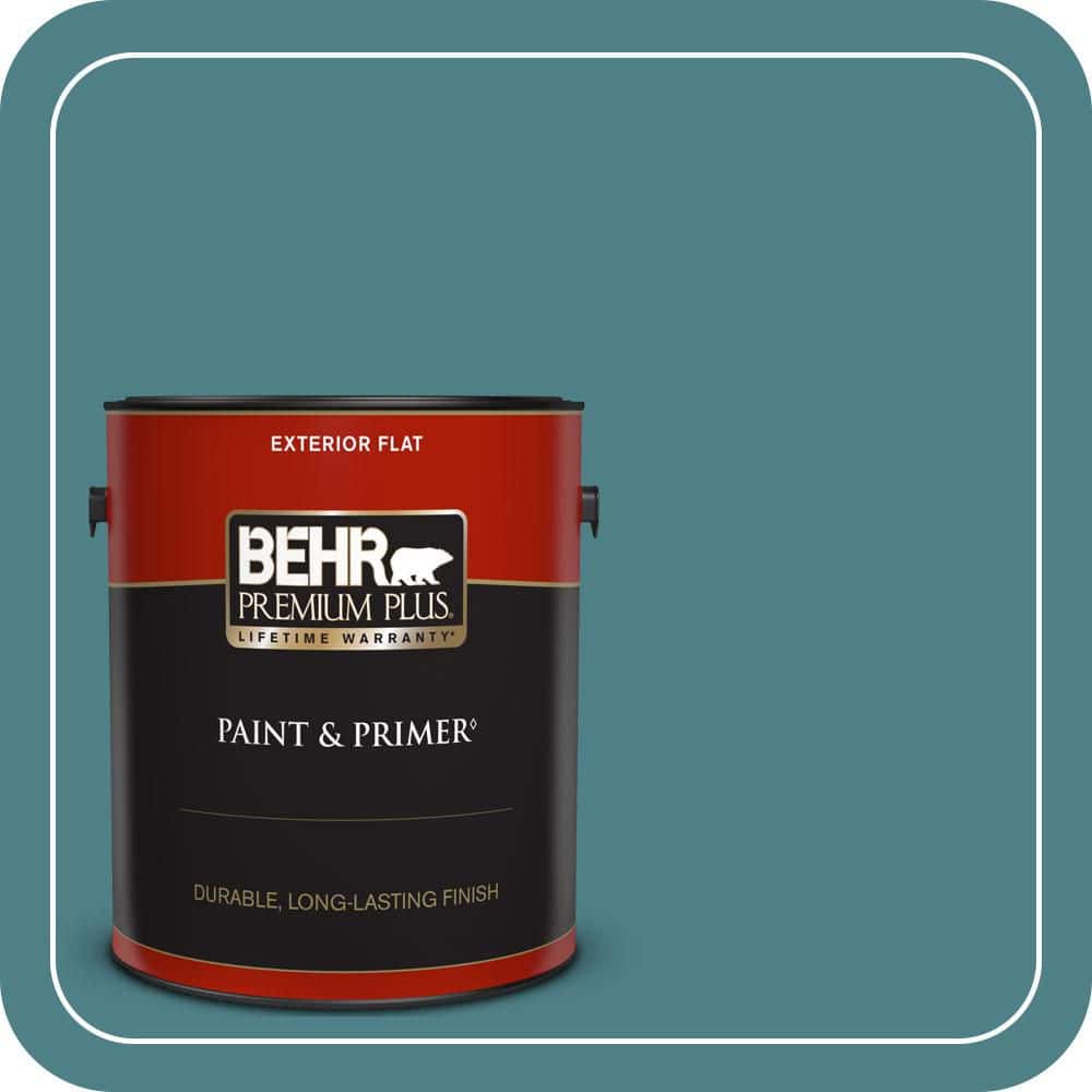 BEHR PREMIUM PLUS 1 gal. #ICC-75 Tapestry Teal Flat Exterior Paint ...