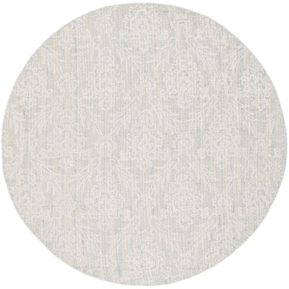 SAFAVIEH Ebony Light Blue/Ivory 6 ft. x 6 ft. Diamond Round Area Rug ...