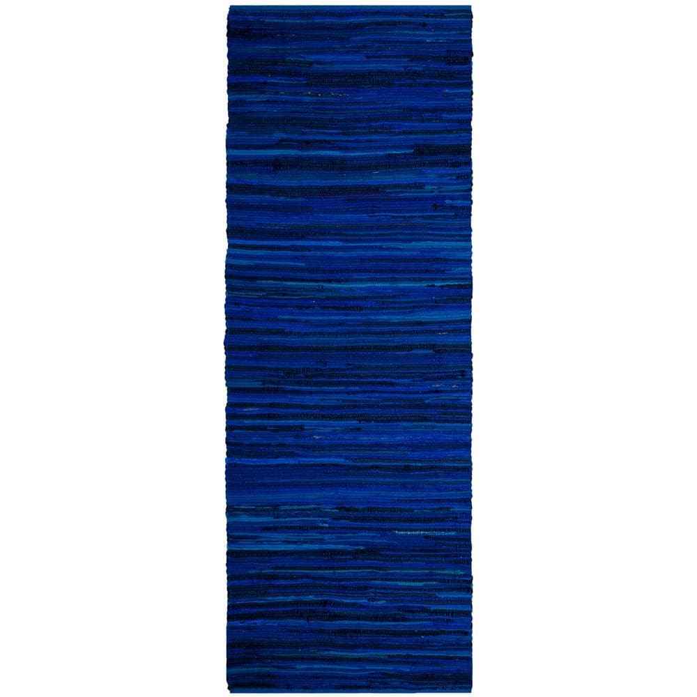 SAFAVIEH Rag Rug Blue/Multi 2 ft. x 7 ft. Striped Gradient Runner Rug ...