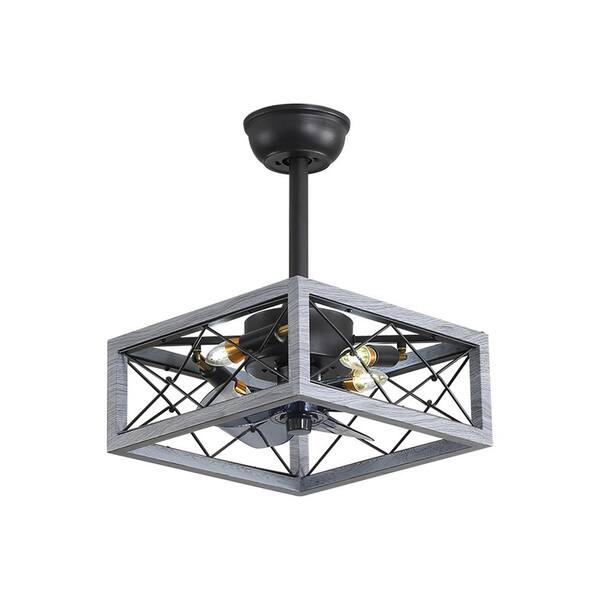 17.7 in. Retro Style Indoor Ceiling Fan with-Light Kit and Remote ...