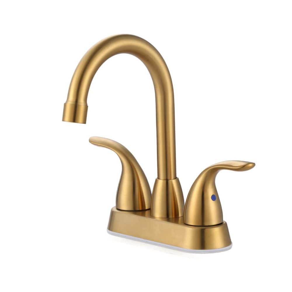 IVIGA 4 in. Centerset Double Handle High Arc Bathroom Faucet with Drain ...