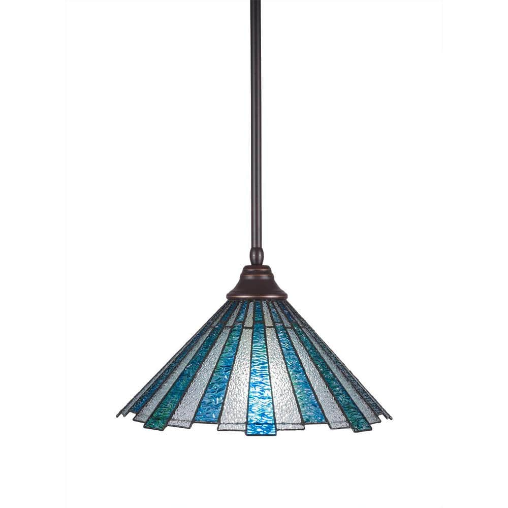 Sparta 100-Watt 1-Light Dark Granite Bowl Mini Pendant Light with Glass ...