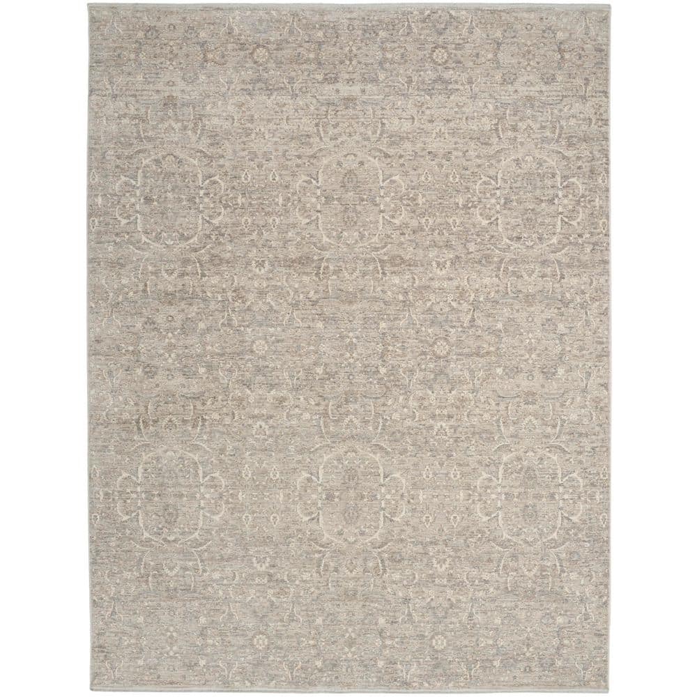 Nourison Outlines Grey 6 ft. x 9 ft. Medallion Traditional Area Rug ...