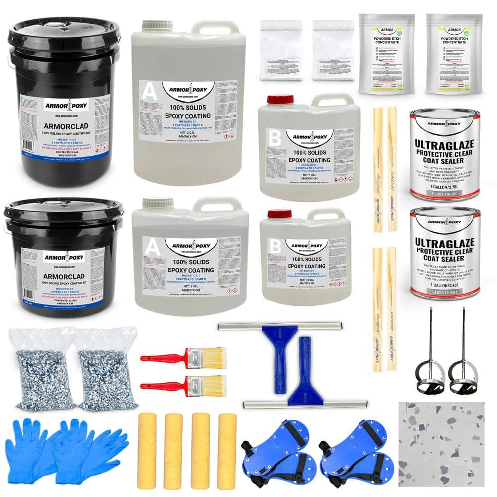 ARMORPOXY 4.5 Gal. Gray Gloss 2 Part 900 sq. ft. Epoxy Kit Interior ...