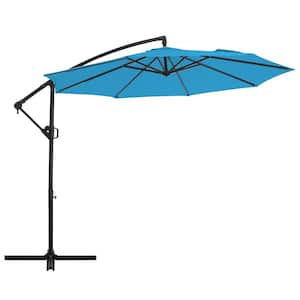 PASAMIC 10 ft. Patio Offset Umbrella Outdoor Cantilever Umbrella Royal ...