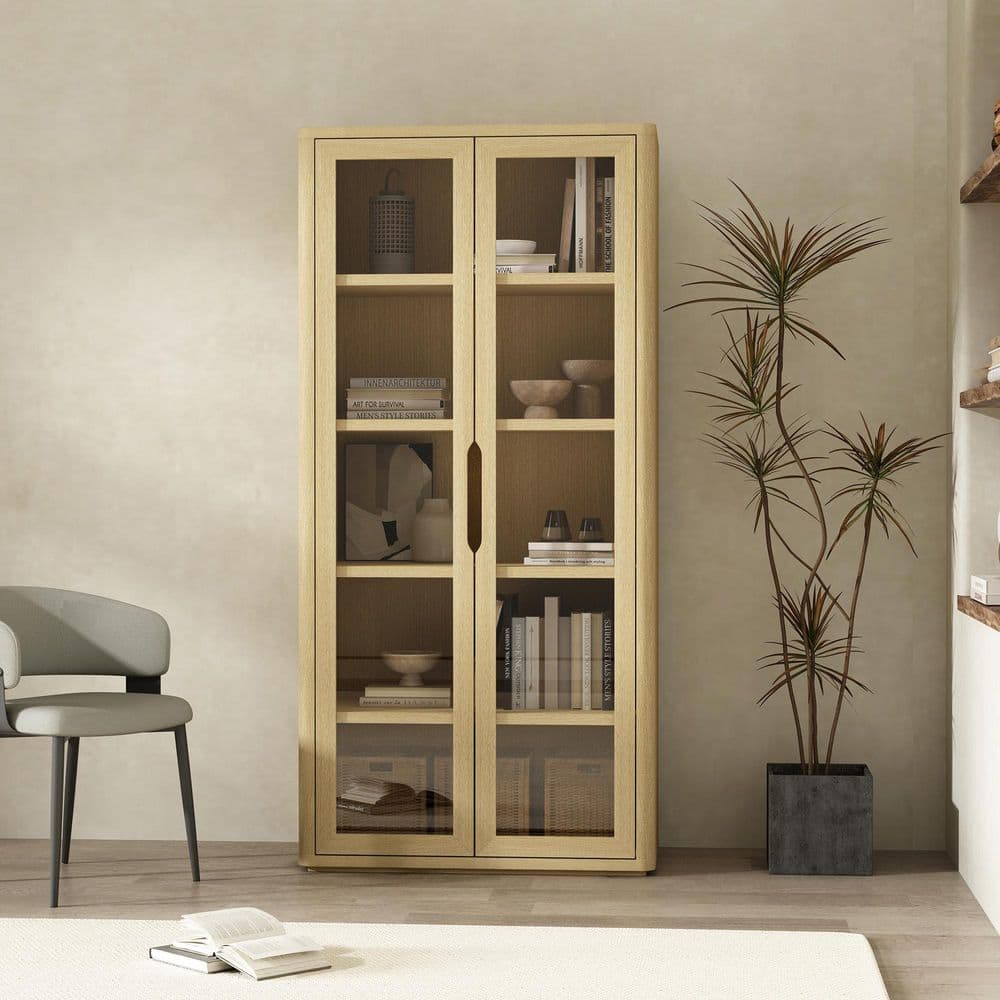 Manhattan Comfort Rivington 79 in. Tall Modern Natural Oak Composite ...