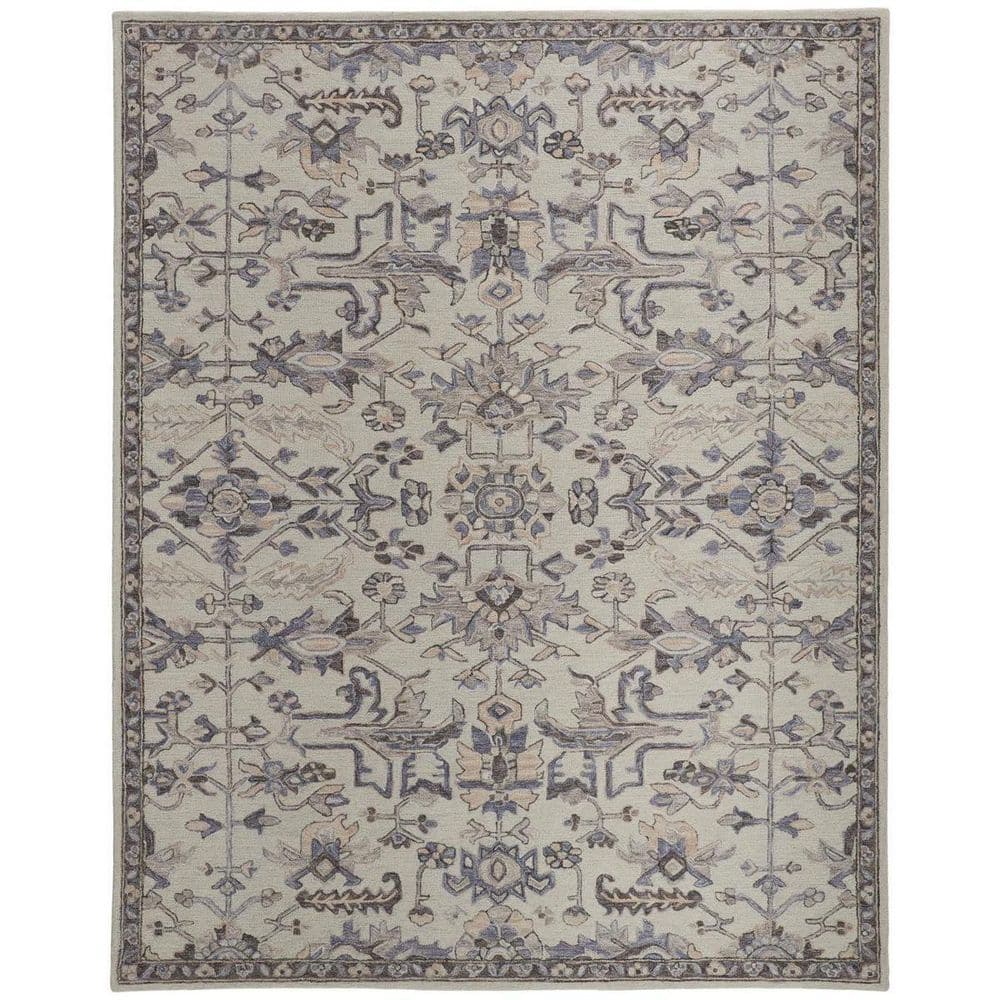 HomeRoots 2 ft. x 8 ft. Gray, Ivory Floral Area Rug 2000513656 - The ...