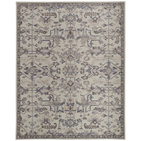 HomeRoots 2 ft. x 8 ft. Gray, Ivory Floral Area Rug 2000513656 - The ...