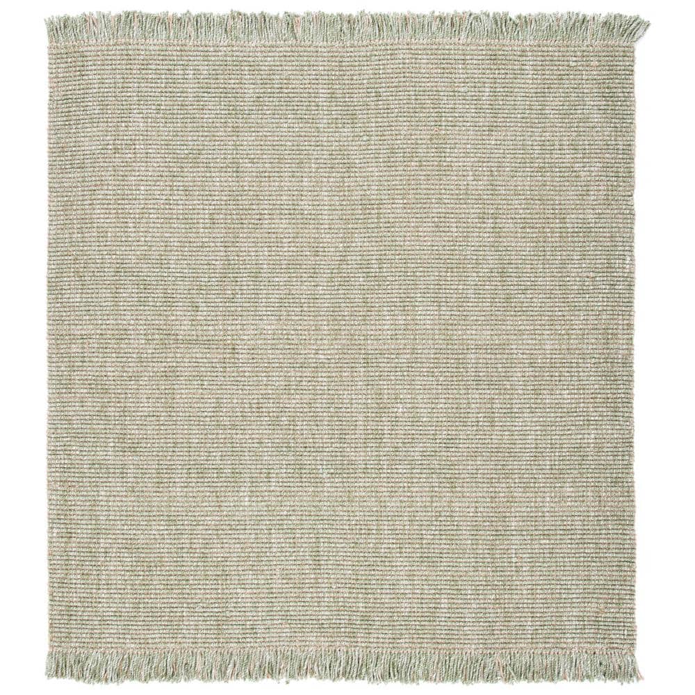 SAFAVIEH Natural Fiber Green/Beige 6 ft. x 6 ft. Woven Thread Square ...
