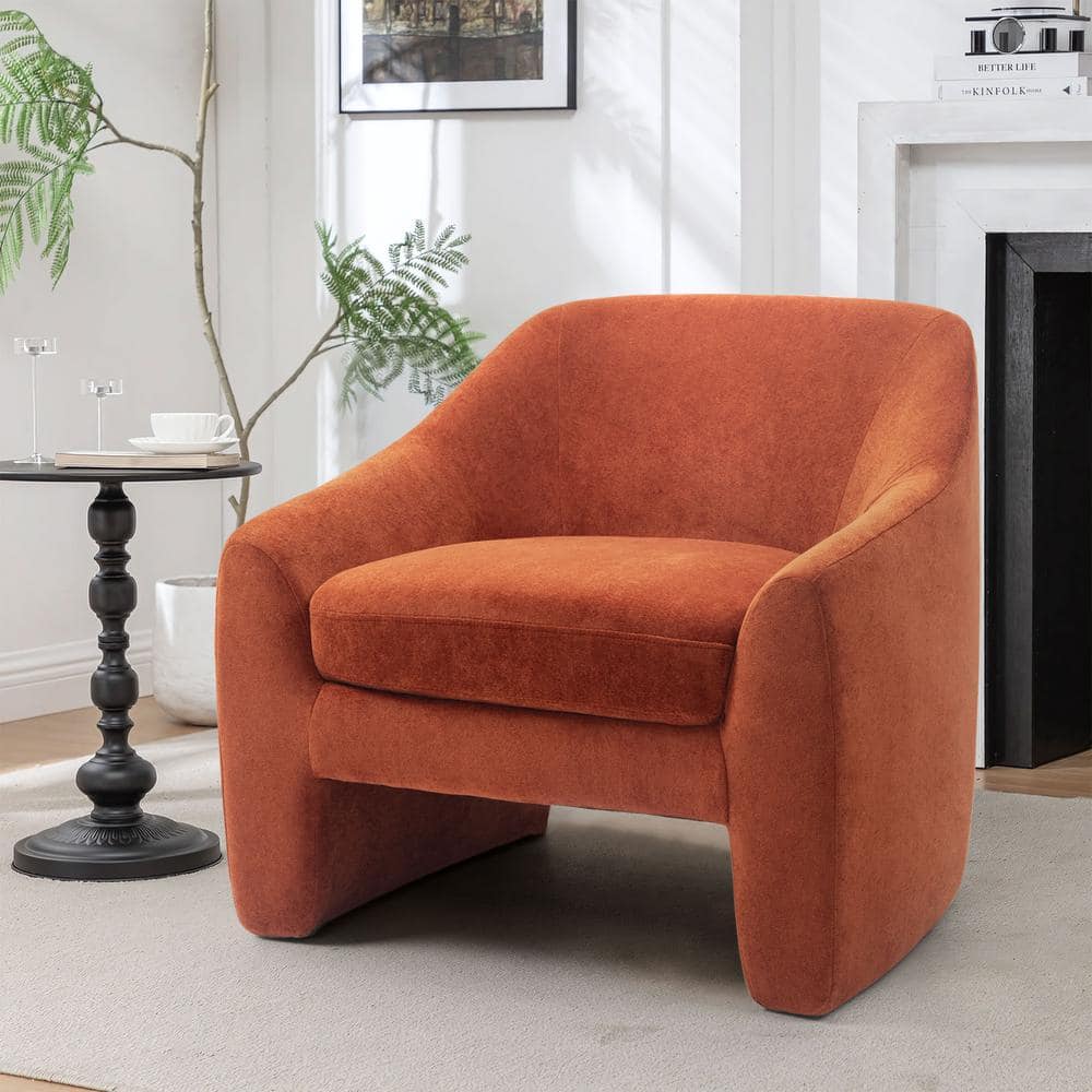 Uixe Orange Chenille Accent Arm Chair(Set of 1) FOP-CH0047-OR - The ...