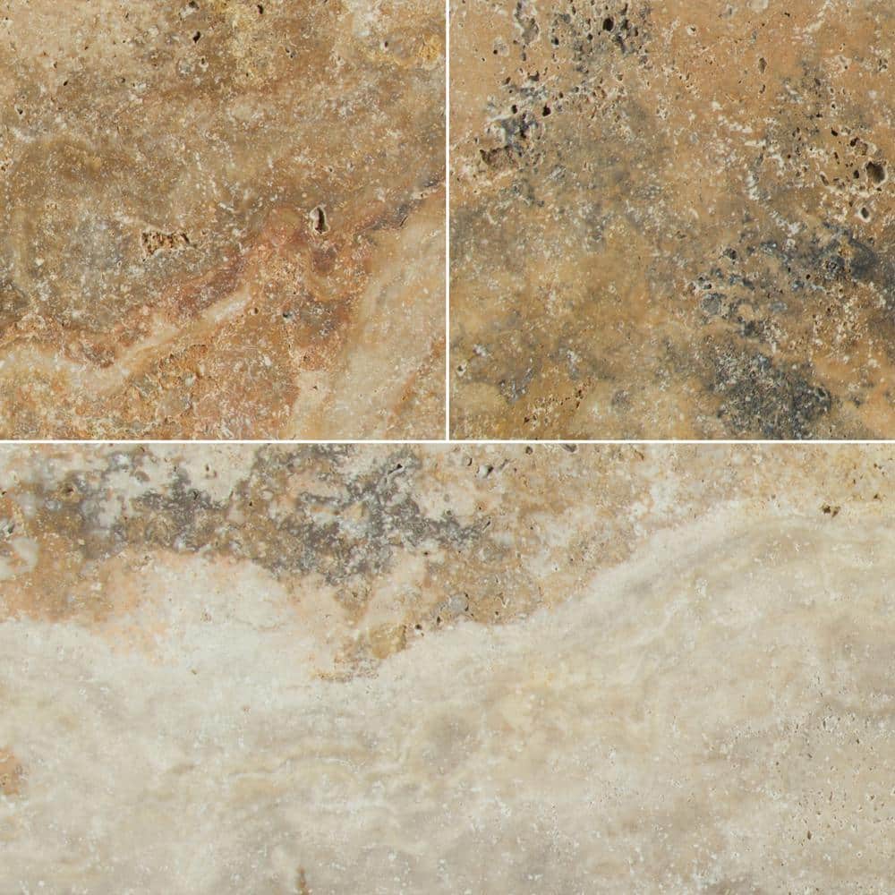 MSI Porcini Gold 3 cm. x 16 in. x 24 in.Tumbled Travertine Paver Tile ...