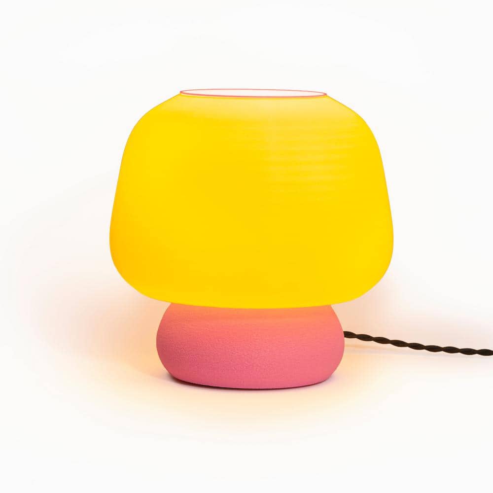JONATHAN Y Mushroom 10 in. Yellow/Hot Table Lamp Modern Classic Plant ...