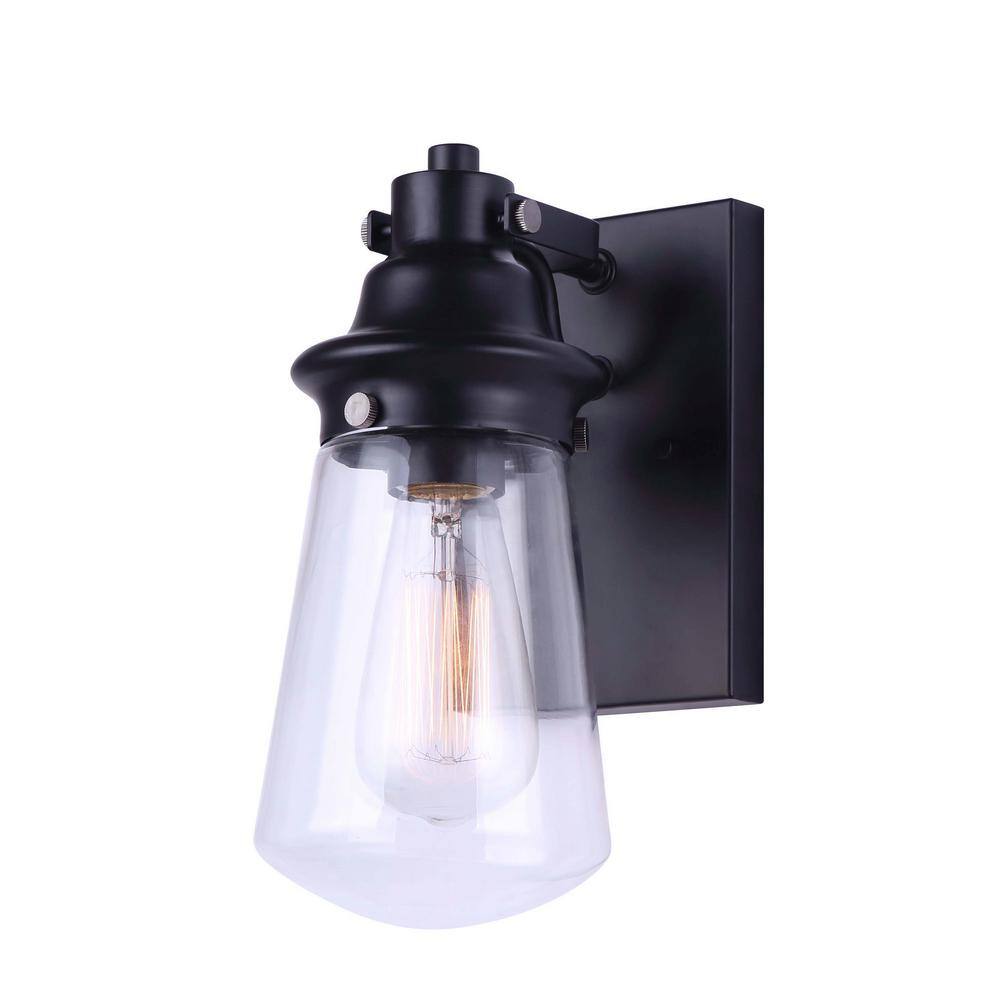 CANARM Korber 1-Light Matte Black Outdoor Wall Light Sconce IOL458BK
