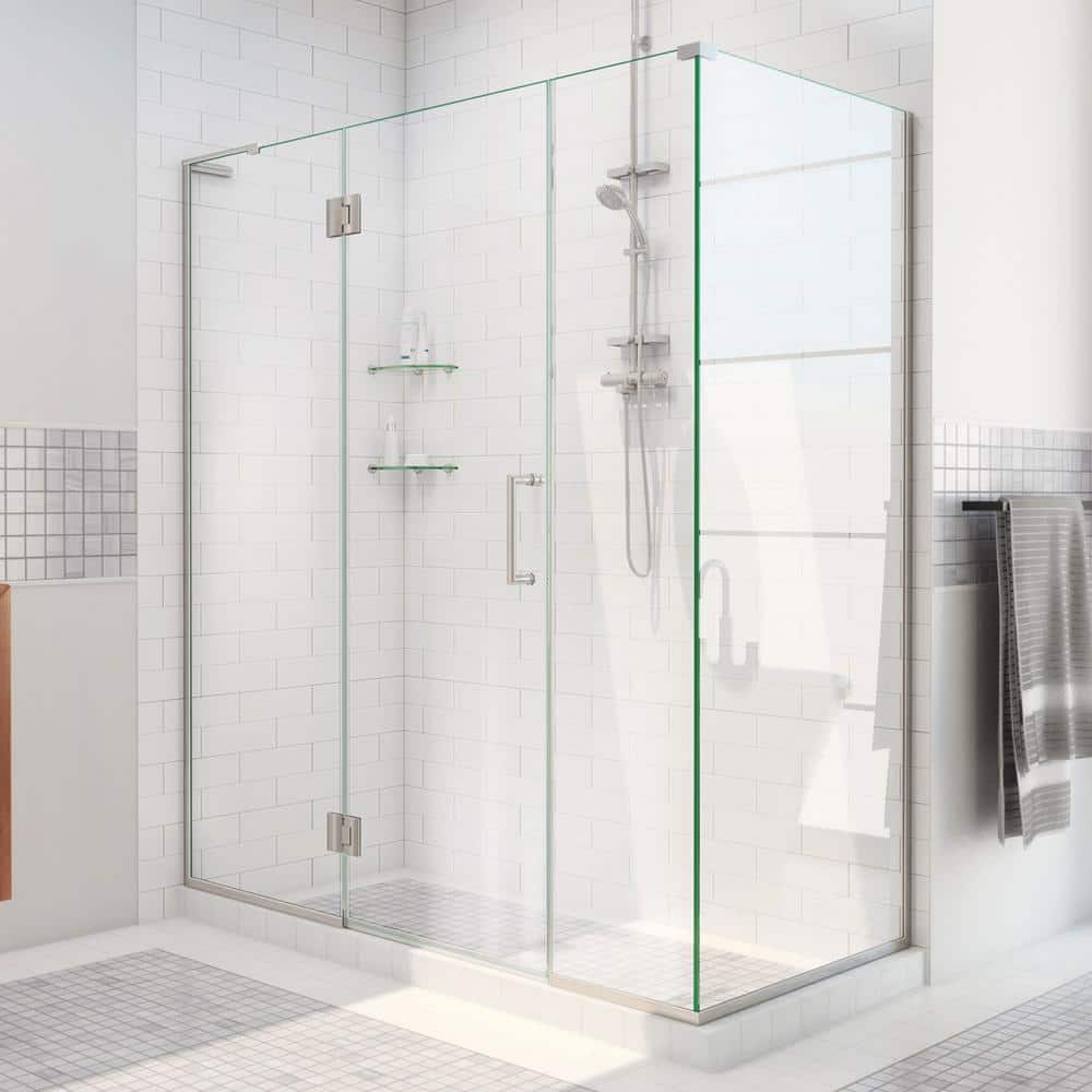 DreamLine Unidoor-X 46 in. W x 34-3/8 in. D x 72 in. H Frameless Hinged Shower Enclosure in ...