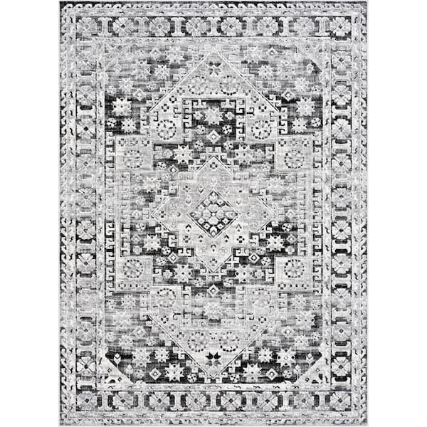 Tayse Rugs Alpha Black 5 ft. x 7 ft. Abstract Indoor Area Rug ALH1703 ...