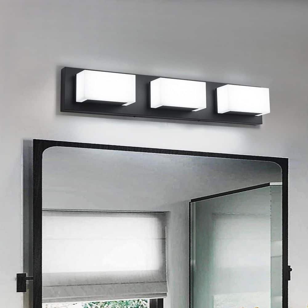 EDISLIVE Jerico 24 in. 3-Light Black Modern Integrated LED Vanity Light ...
