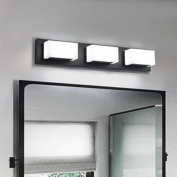 EDISLIVE Jerico 24 in. 3-Light Black Modern Integrated LED Vanity Light ...