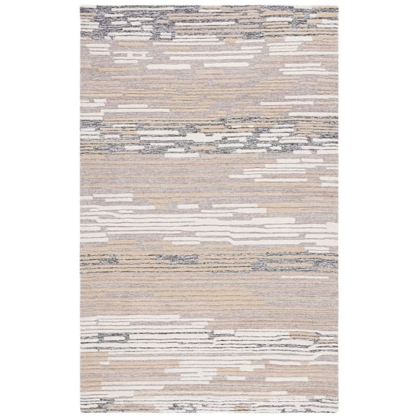 SAFAVIEH Fifth Avenue 5 ft. x 8 ft. Natural/Beige Striped High-Low Area ...
