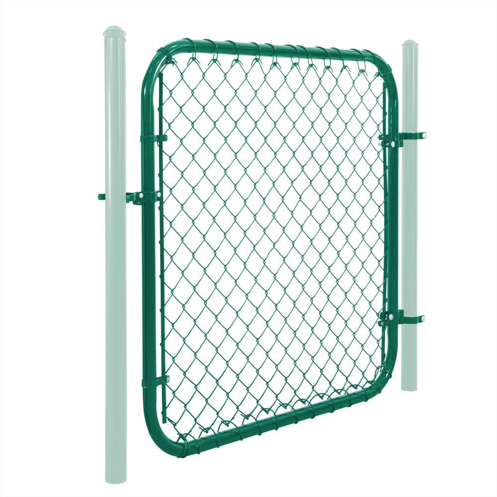 Fencer Wire 4 ft. W x 4 ft. H Green Galvanized Chain Link Fence Gate ...