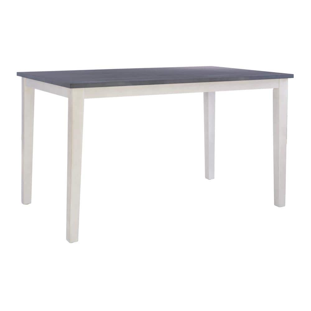 Linon Home Decor Mazie White Wood 60 in. 4-Legs Counter Dining Table ...