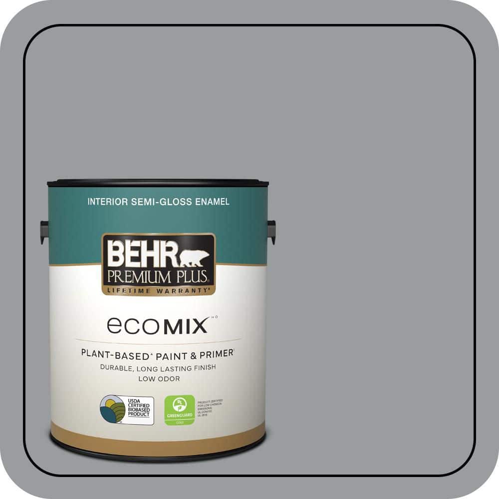 BEHR PREMIUM PLUS 1 gal. #N500-4 Pencil Sketch Semi-Gloss Enamel EcoMix ...