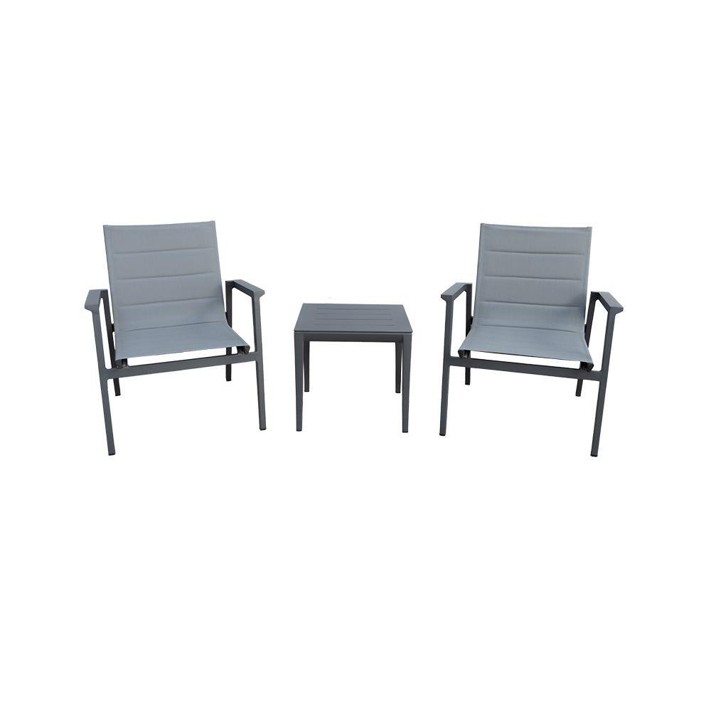 Tatayosi 3-Piece Aluminum Patio Conversation Set with Light Gray ...