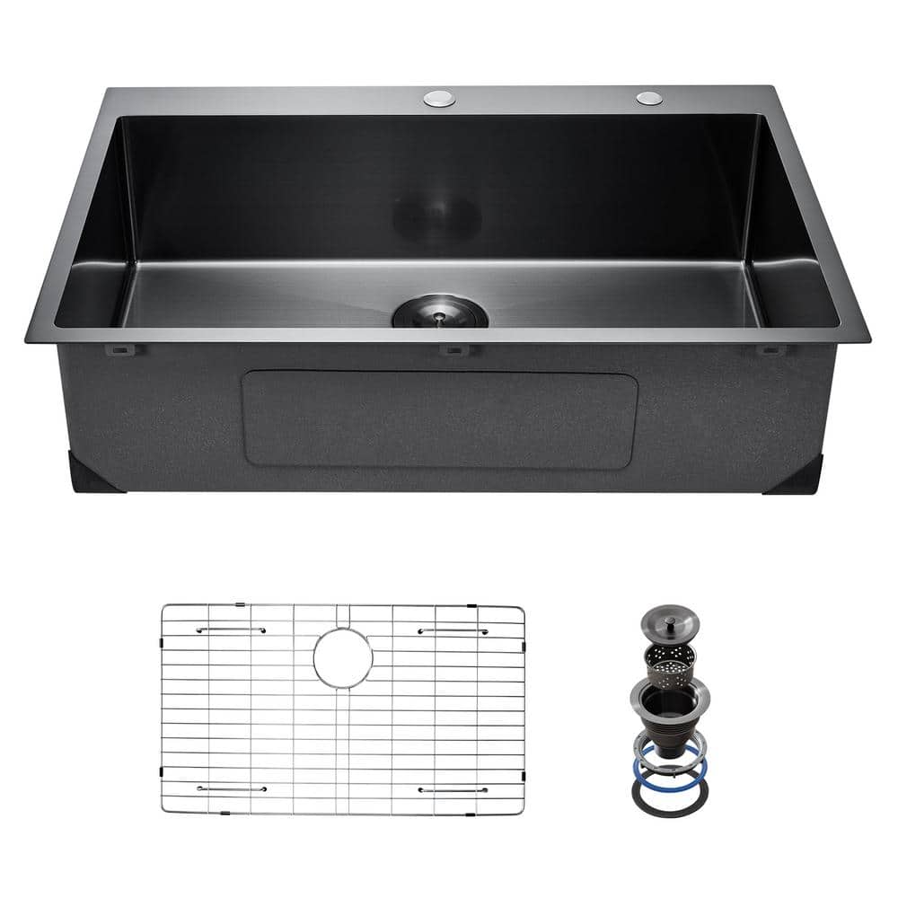 VEVOR 33 in. Kitchen Sink Workstation, 304 Stainless Steel Top Mount ...