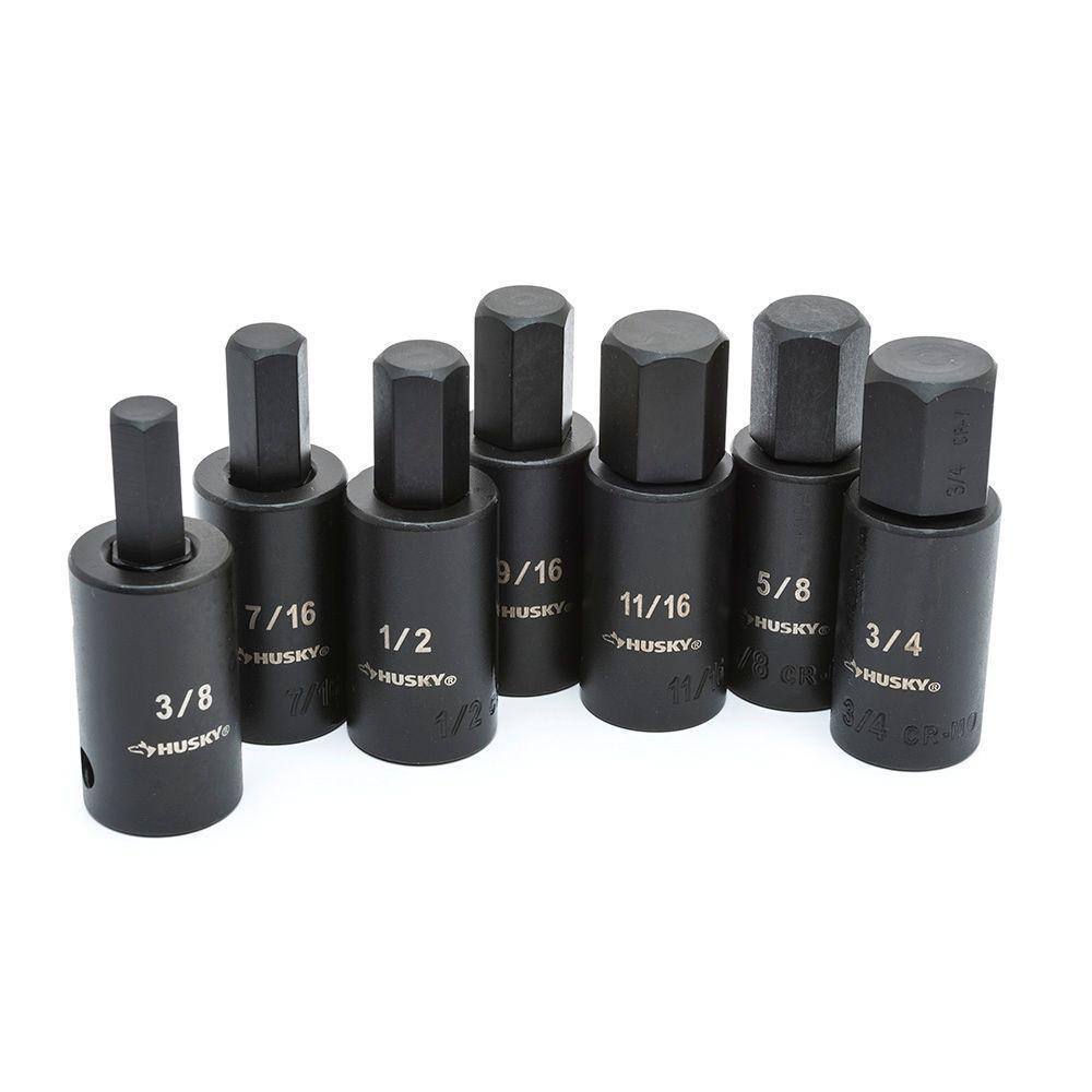 HUSKY 1 2 In Drive Hex Bit Impact Socket Set SAE 7 Piece HUSKY 1 2 In Drive Hex Bit Impact Socket Set SAE 7 Piece