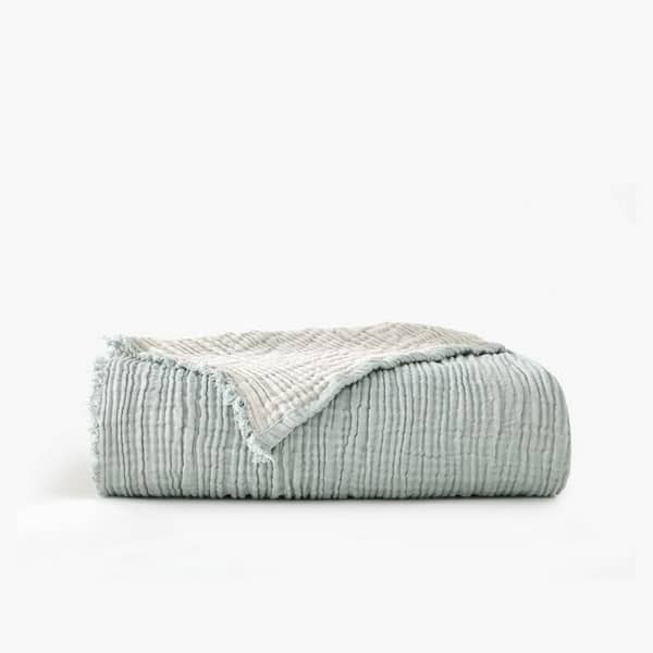 Truly Soft 2-Toned Organic Throw Blanket in Light Blue TH3444LI-00 ...