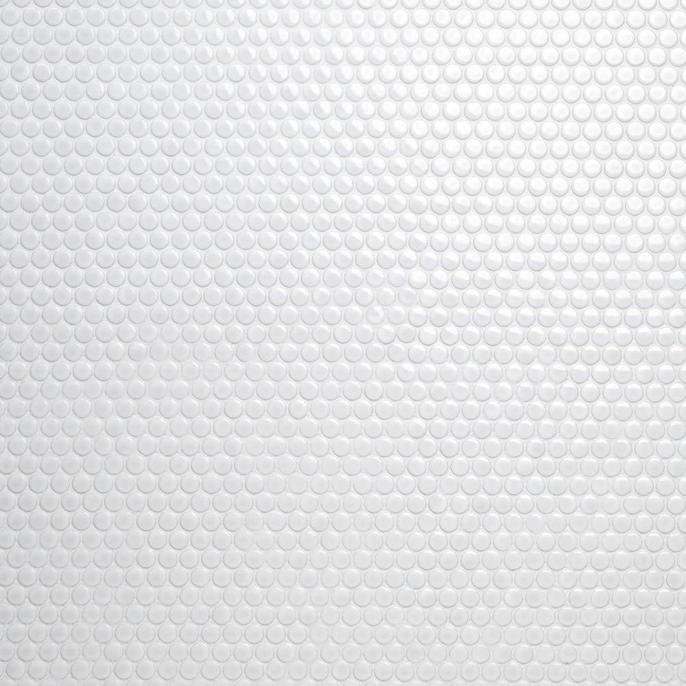 MSI Bianco Penny Round 12 in. x 13 in. x 0.24 in. Glossy Ceramic Mesh ...
