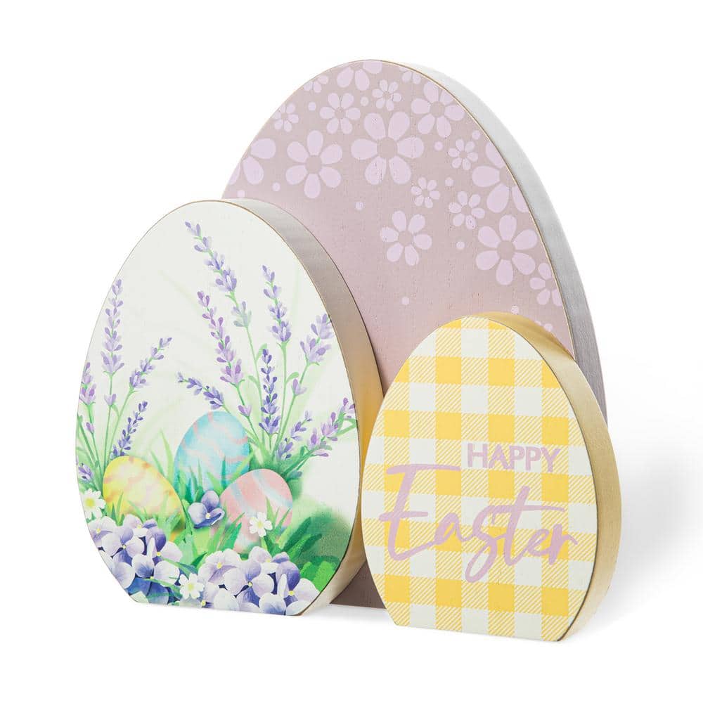 Glitzhome 7.75 in. H Easter Wooden Eggs Table Decor 2006900011 - The ...