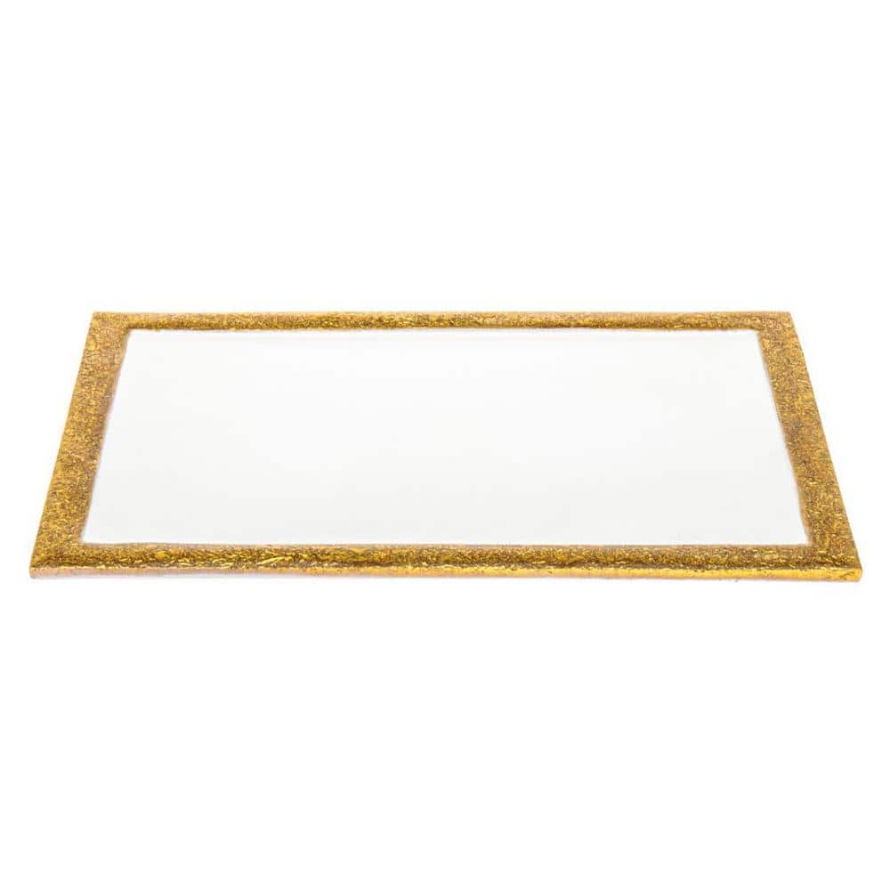 HomeRoots Gold Rectangle Metal 9 in. Decorative Serving Tray 2000517545 ...